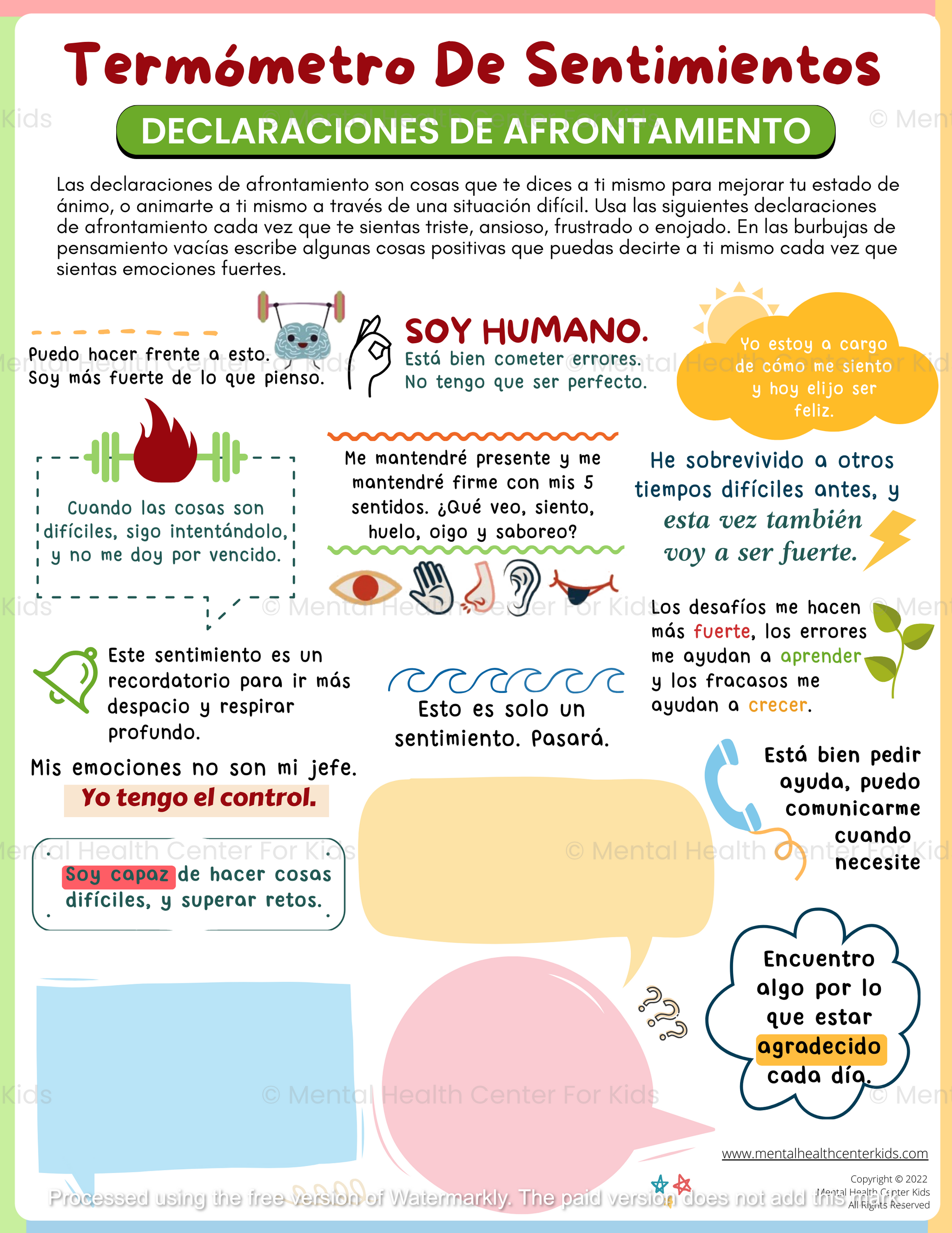 Feelings Thermometer Worksheets (Spanish Version) – Mental Health ...
