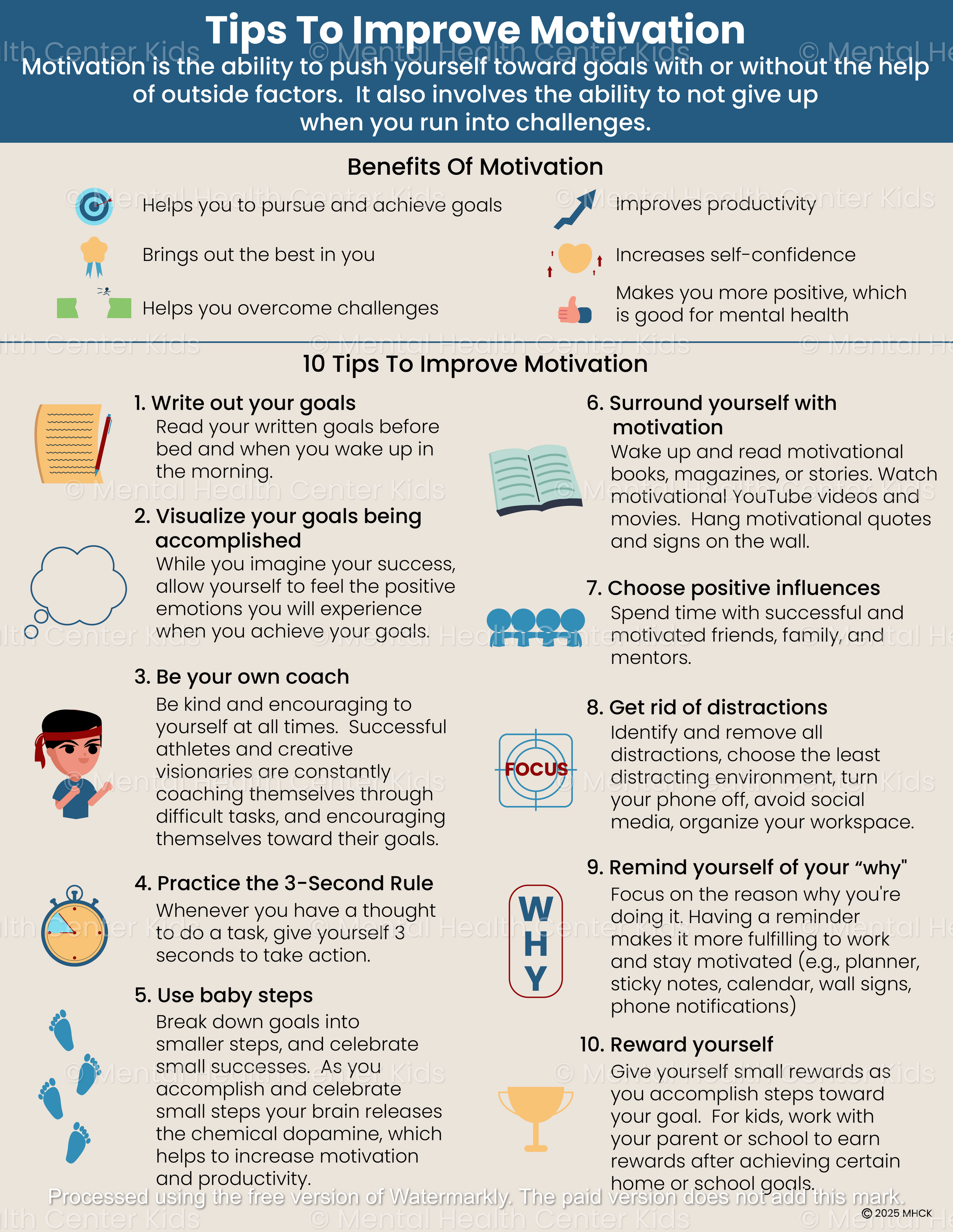 Tips to Improve Self-Motivation (PDF) – Mental Health Center Kids