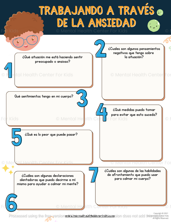 Working Through Anxiety Worksheet (Spanish Version) – Mental Health ...