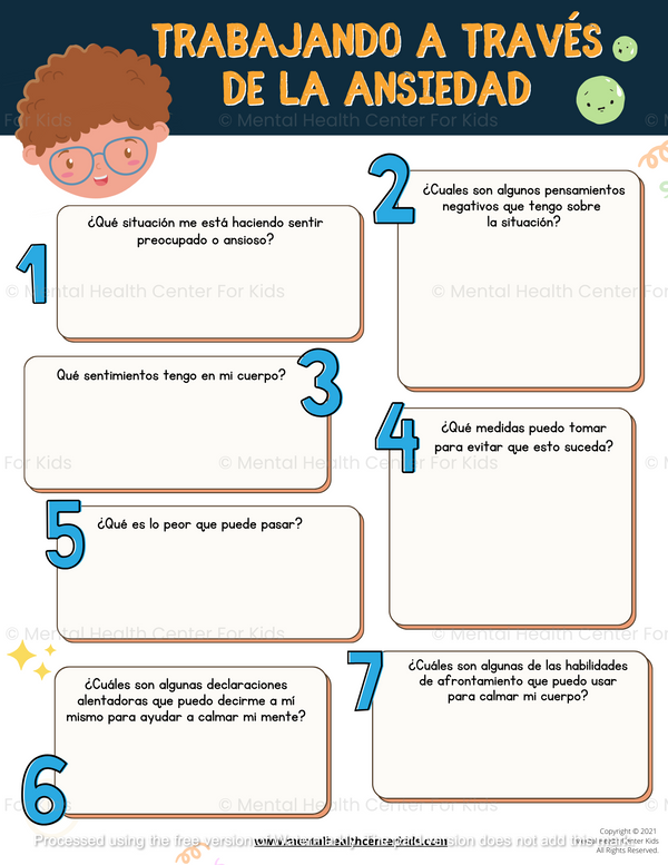Working Through Anxiety Worksheet (Spanish Version) – Mental Health ...