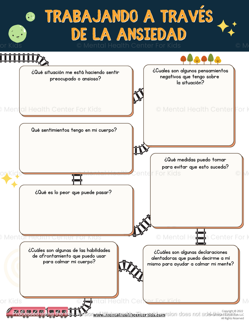 Working Through Anxiety Worksheet (Spanish Version) – Mental Health ...