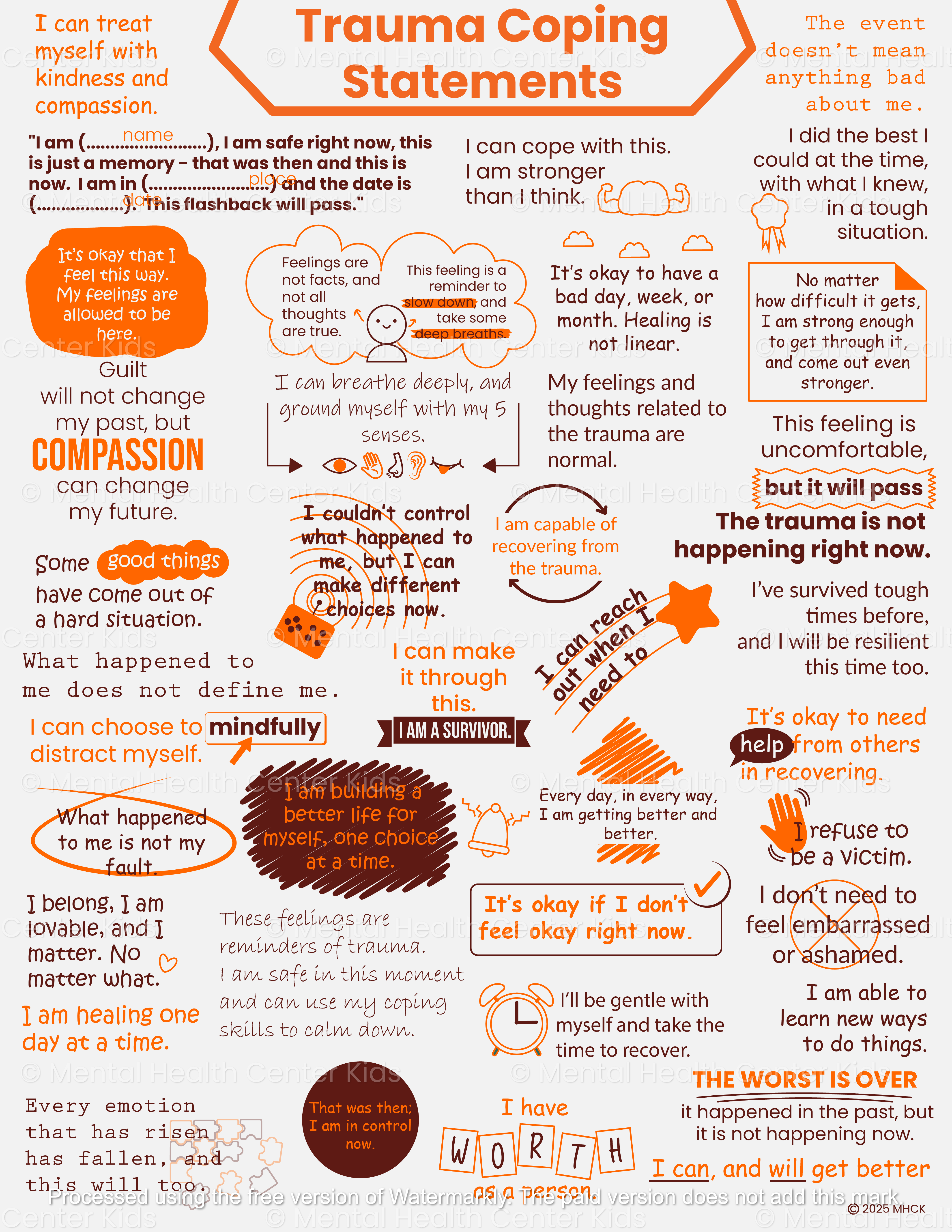 Positive Self Statements for Coping with PTSD – Mental Health Center Kids