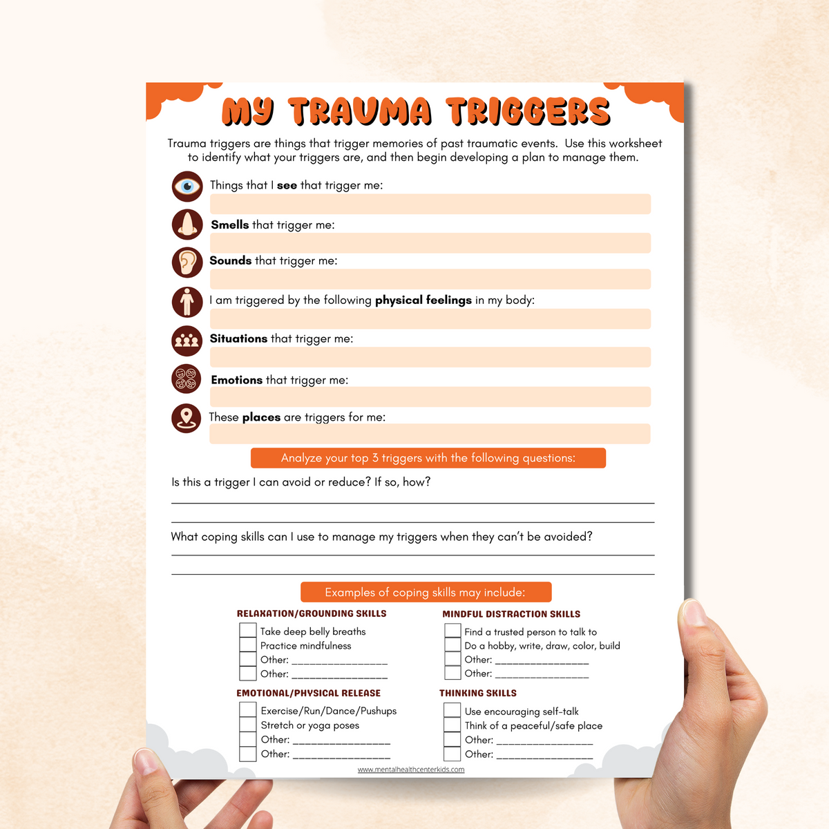 PTSD Triggers Worksheet – Mental Health Center Kids