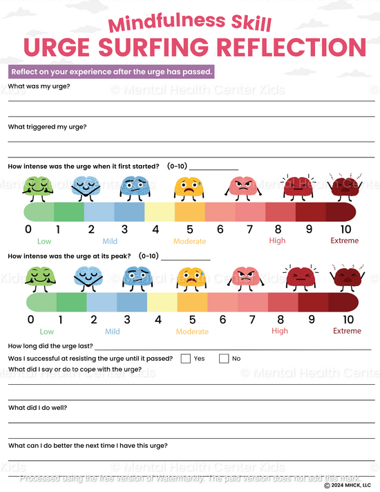 Urge Surfing DBT Worksheets – Mental Health Center Kids