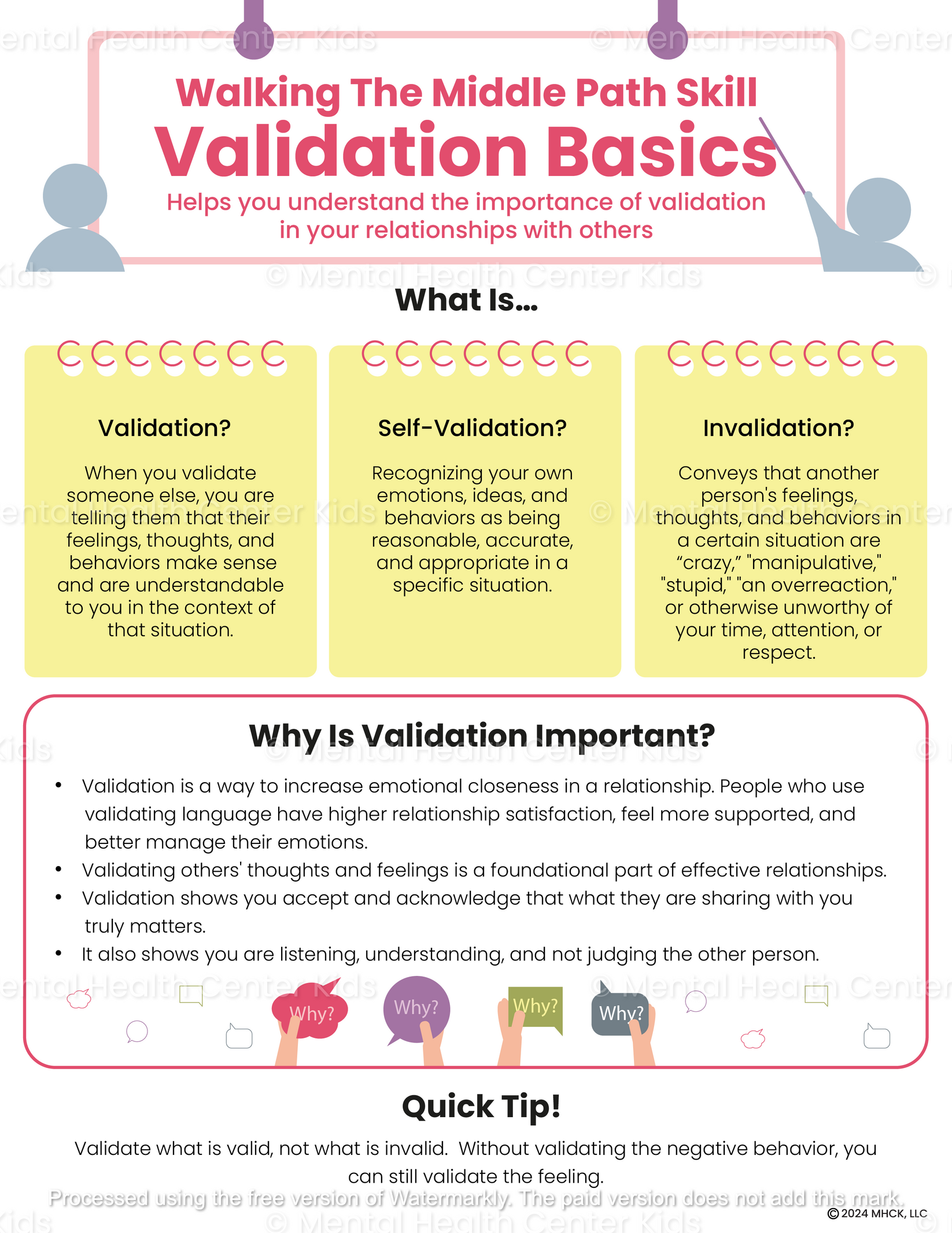 DBT Validation Basics Handout – Mental Health Center Kids