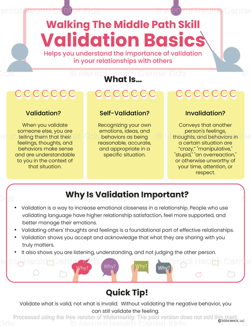 DBT Validation Basics Handout – Mental Health Center Kids