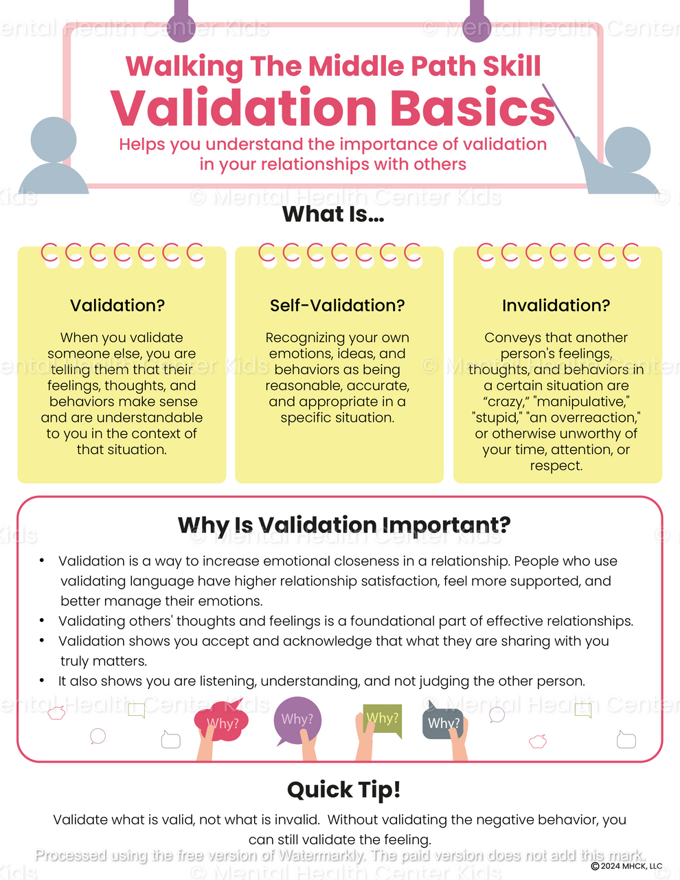 DBT Validation Basics Handout – Mental Health Center Kids