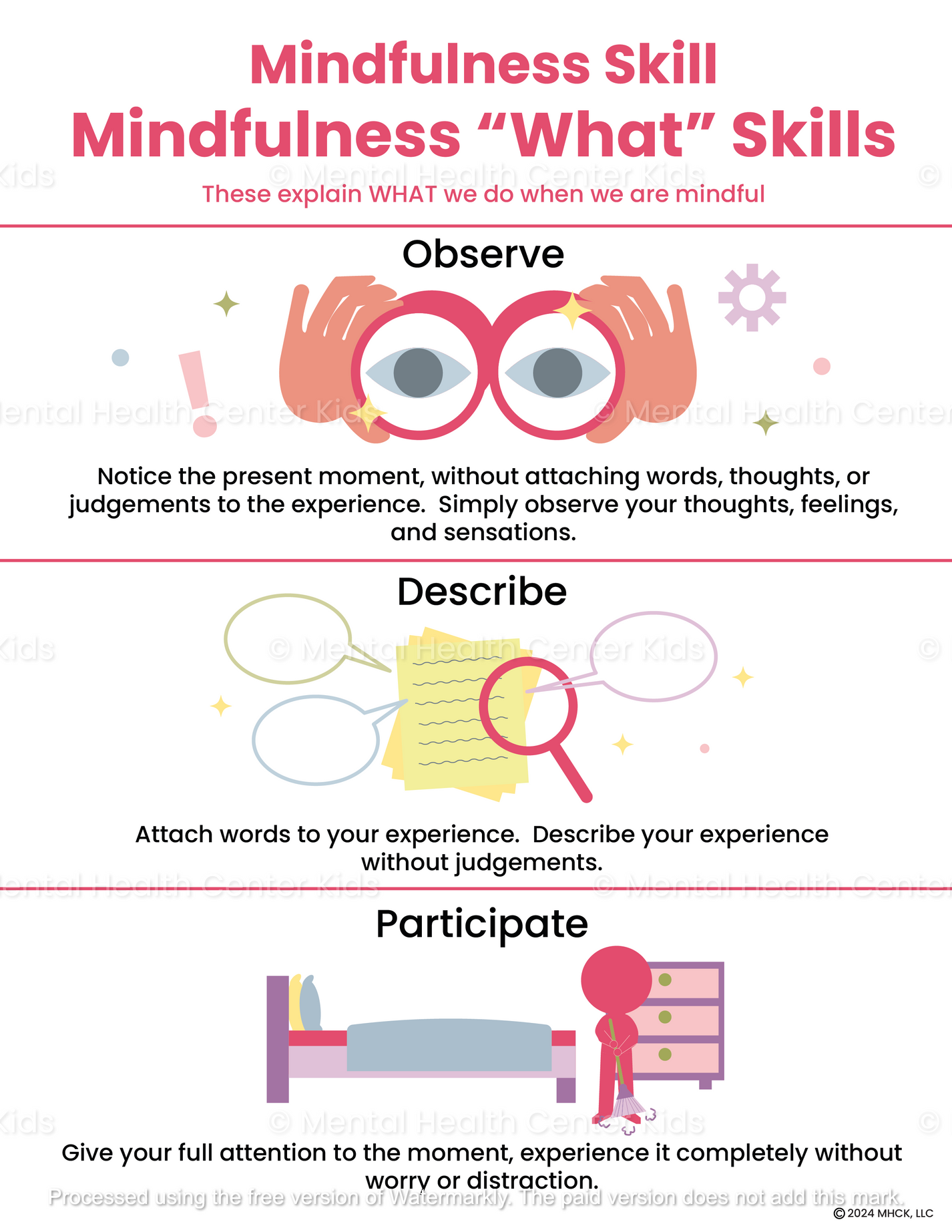 DBT Mindfulness "What" Skills (PDF) – Mental Health Center Kids