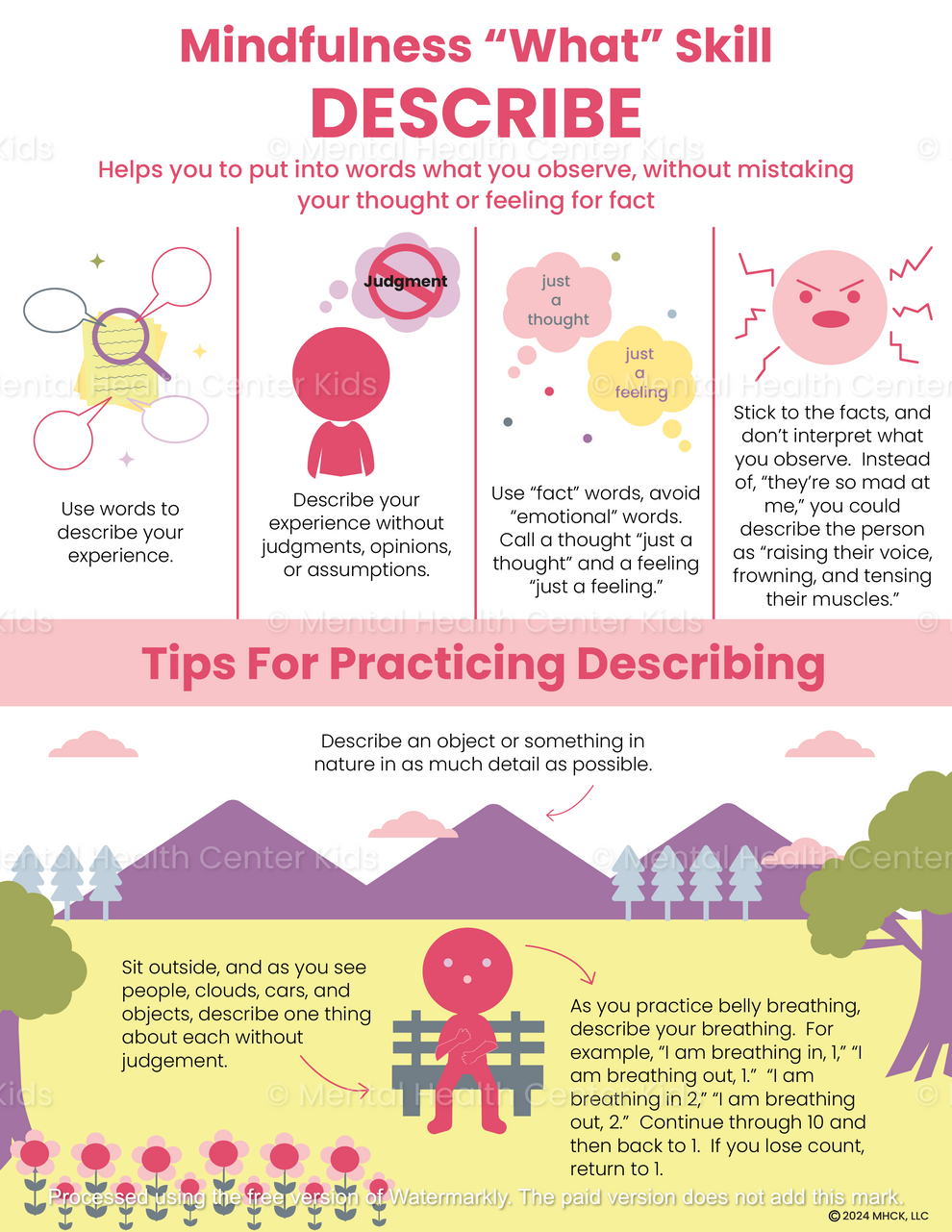 DBT Describe Mindfulness "What" Skill (PDF) – Mental Health Center Kids