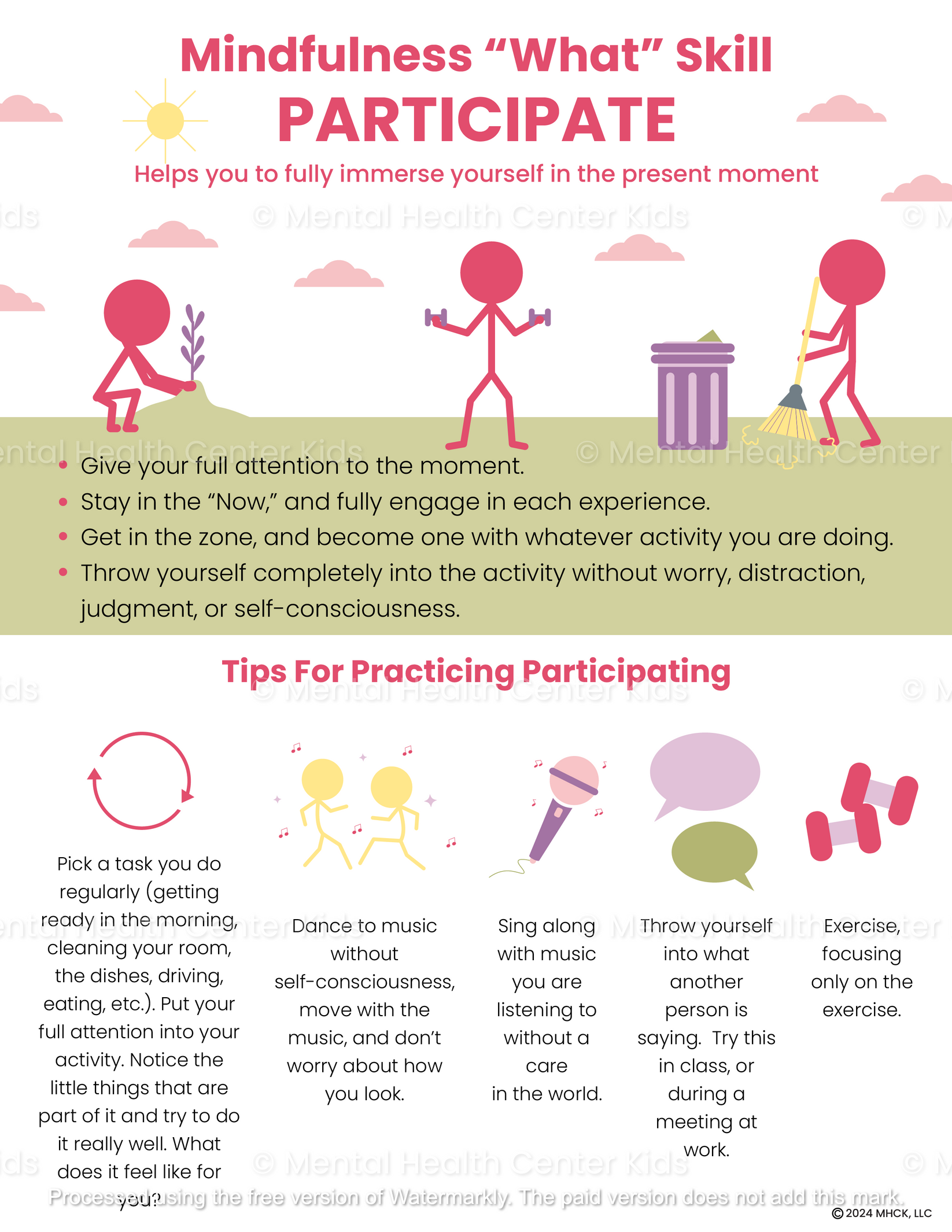 DBT Participate Mindfulness "What" Skill (PDF) – Mental Health Center Kids