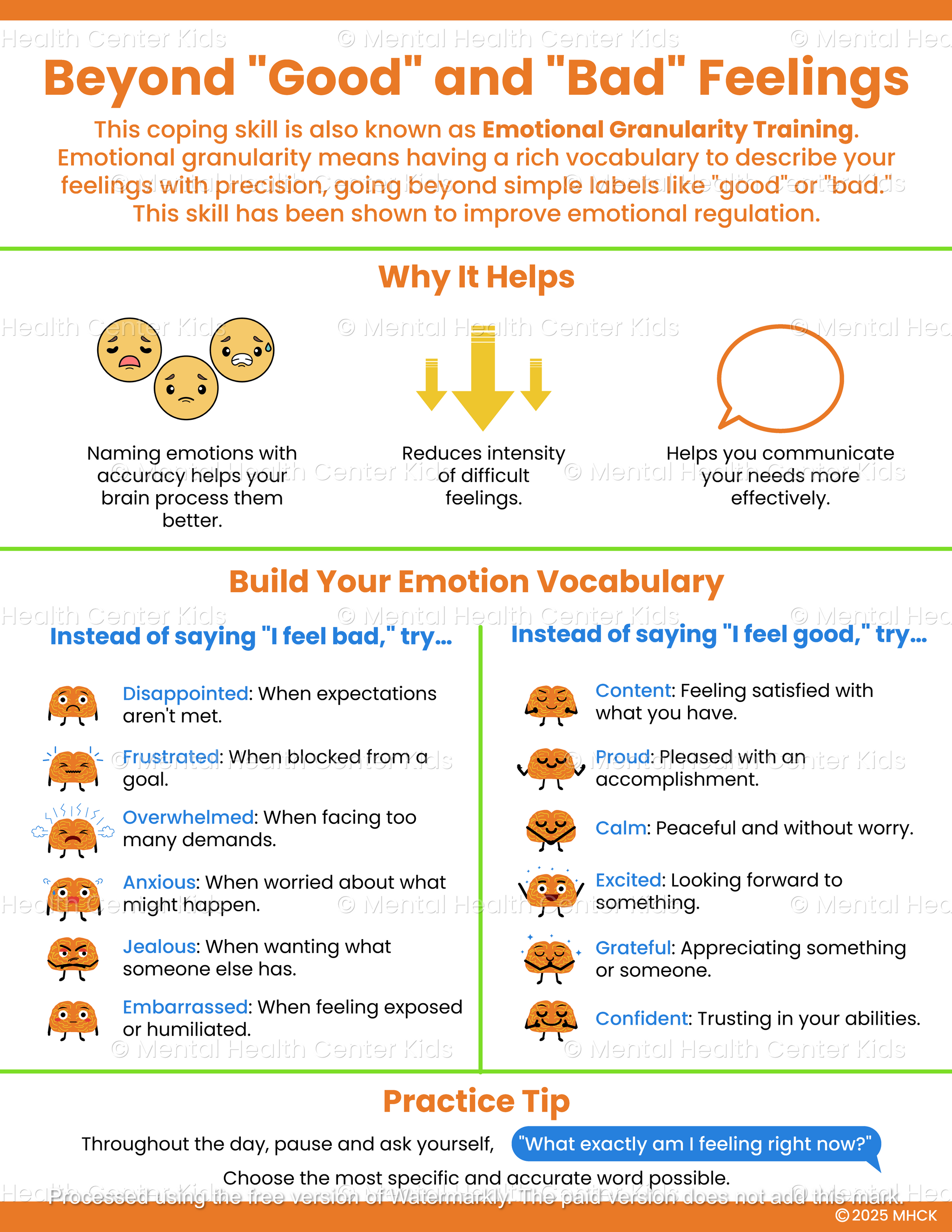 Emotional Granularity Training (PDF) – Mental Health Center Kids