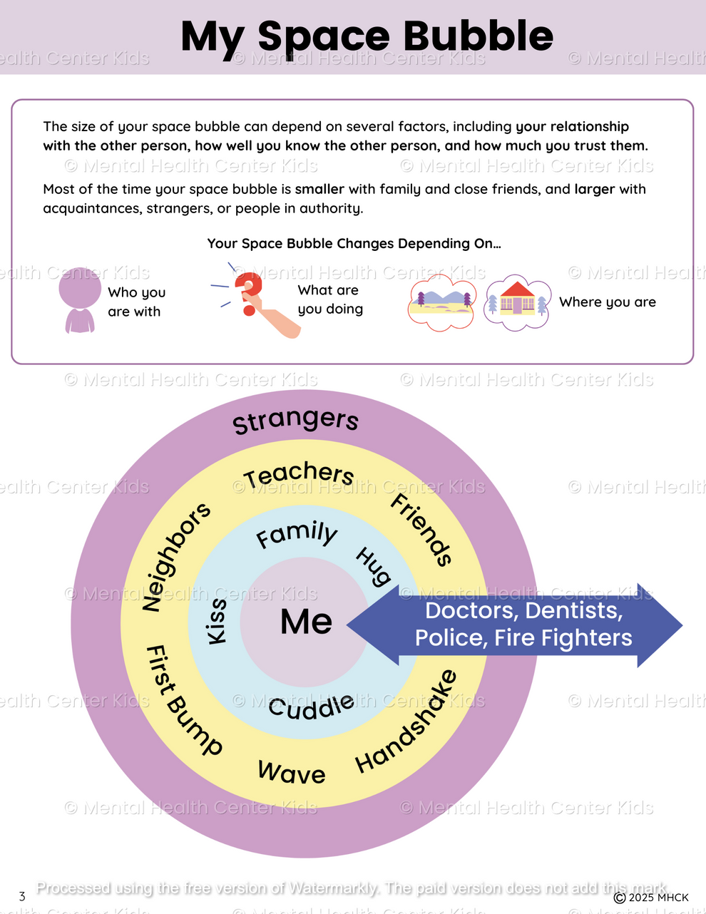 Respecting Personal Space Worksheets (3 Pages) – Mental Health Center Kids