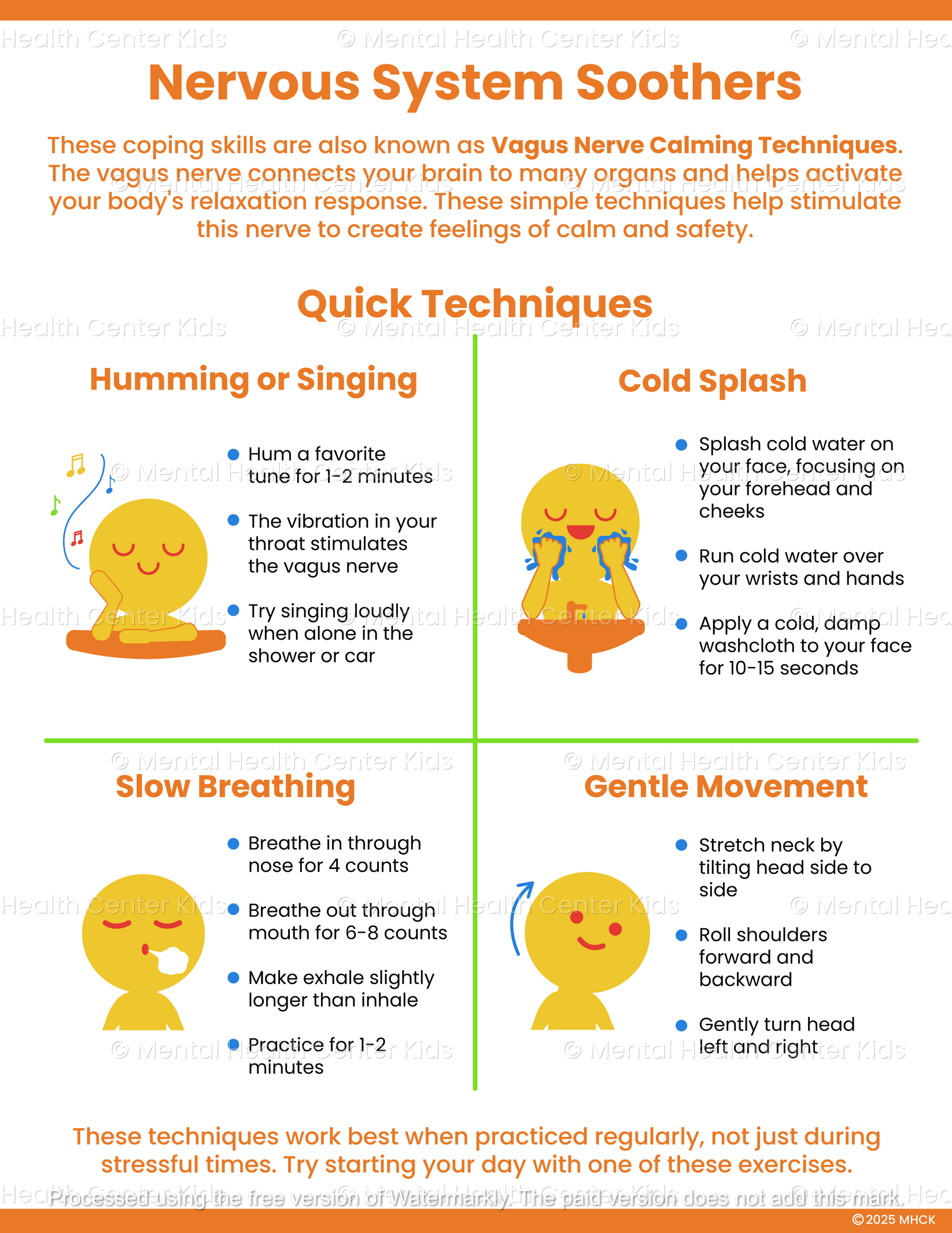 Vagus Nerve Calming Techniques (PDF) – Mental Health Center Kids