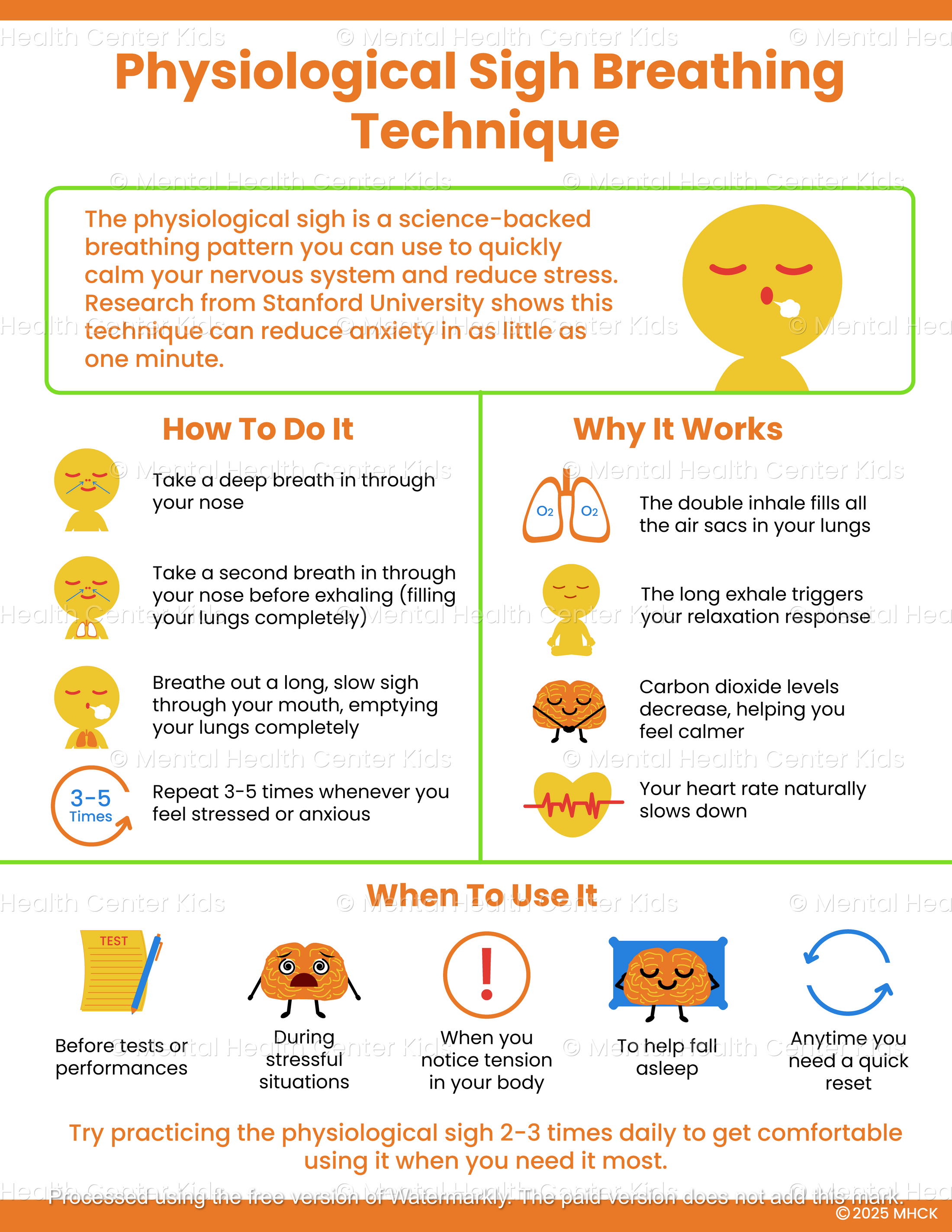 Physiological Sigh Breathing Technique (PDF) – Mental Health Center Kids