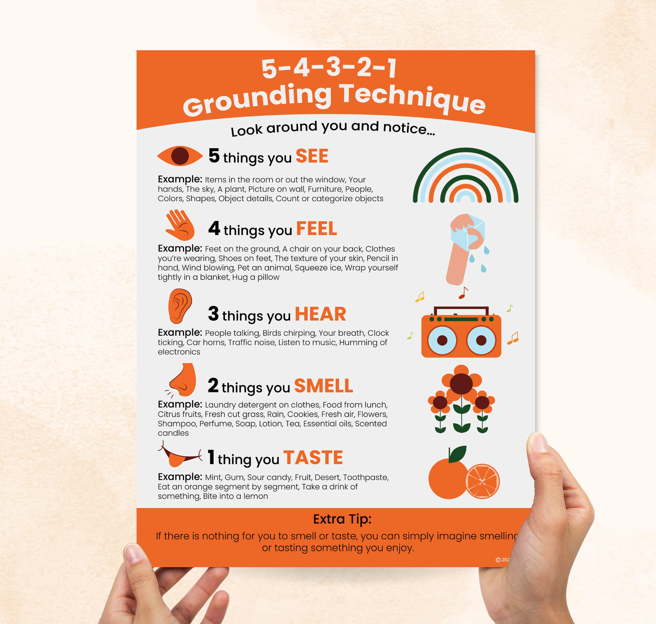 5 Senses Grounding Technique (PDF) – Mental Health Center Kids