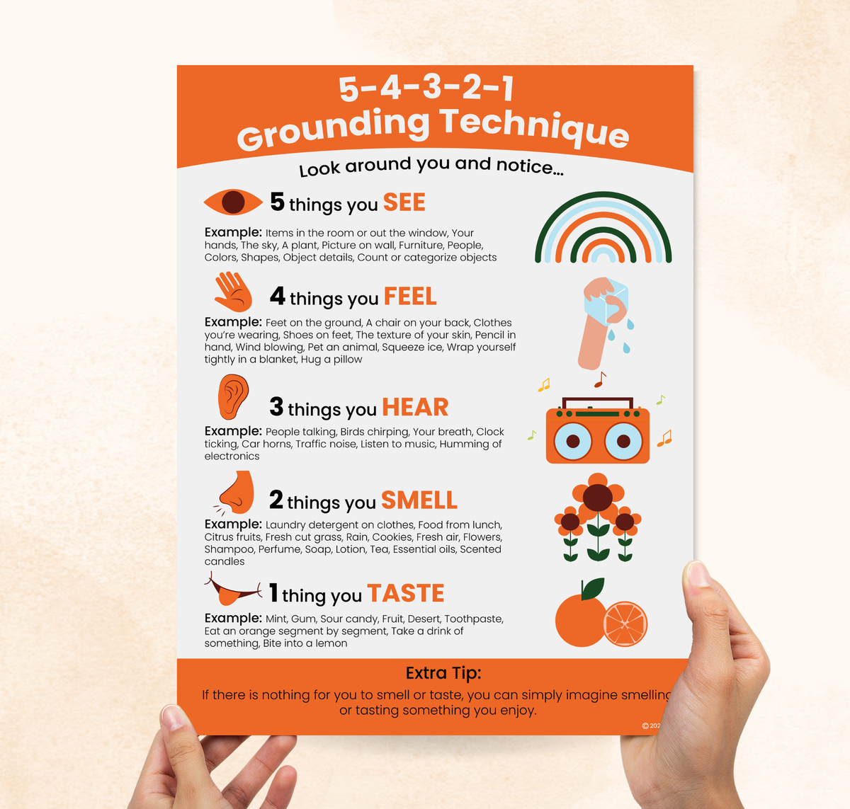 5 Senses Grounding Technique (PDF) – Mental Health Center Kids