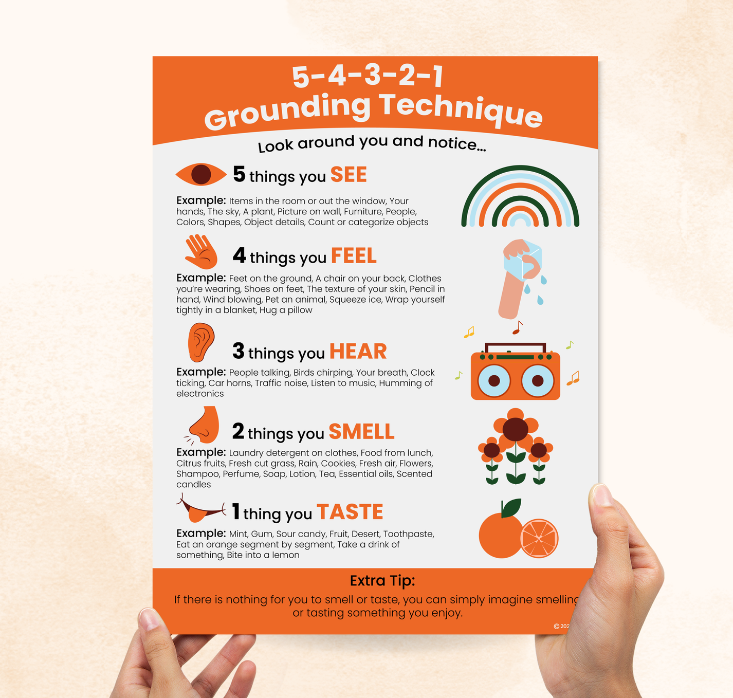 5 Senses Grounding Technique (PDF) – Mental Health Center Kids