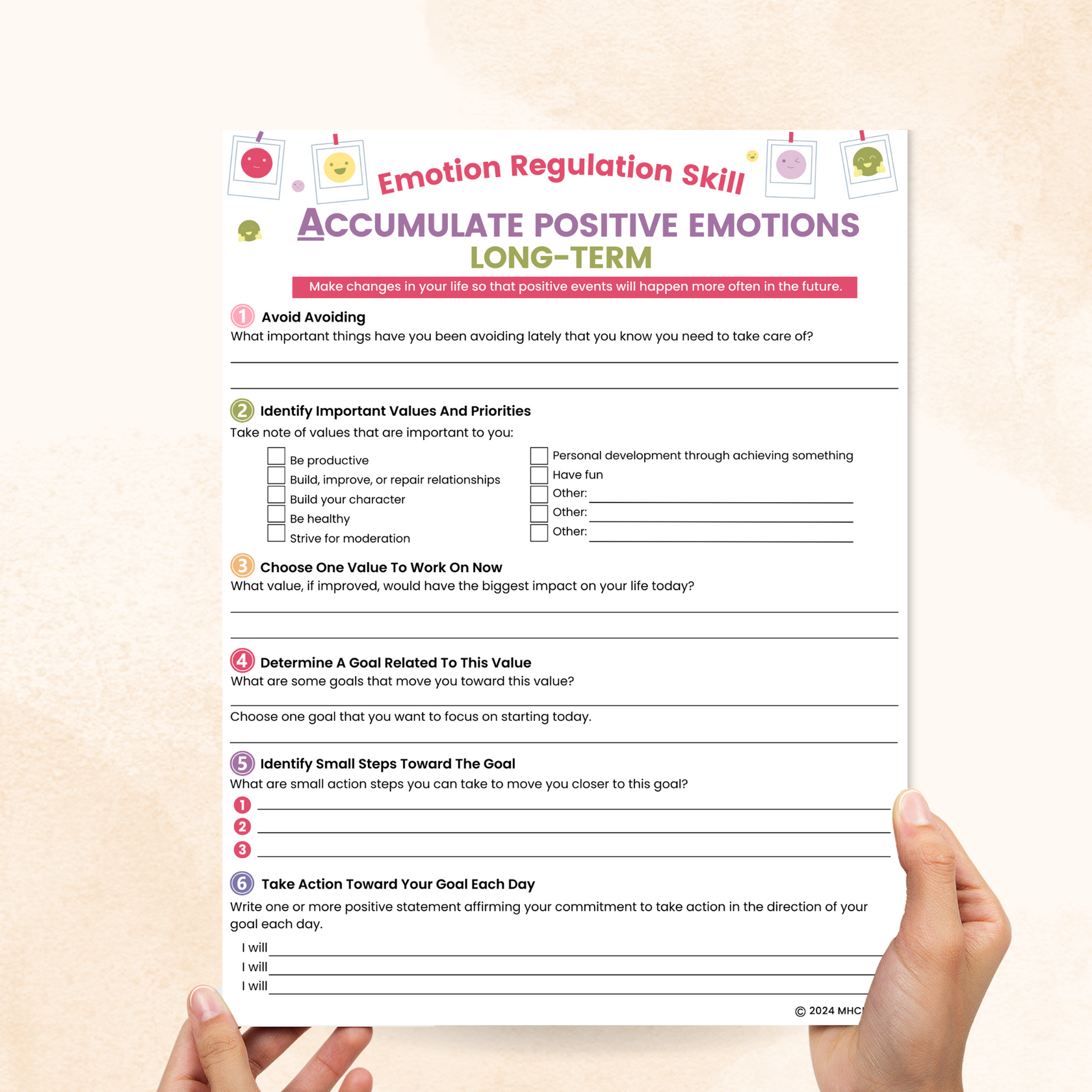 Accumulate Positive Emotions Long-Term DBT Worksheet – Mental Health ...