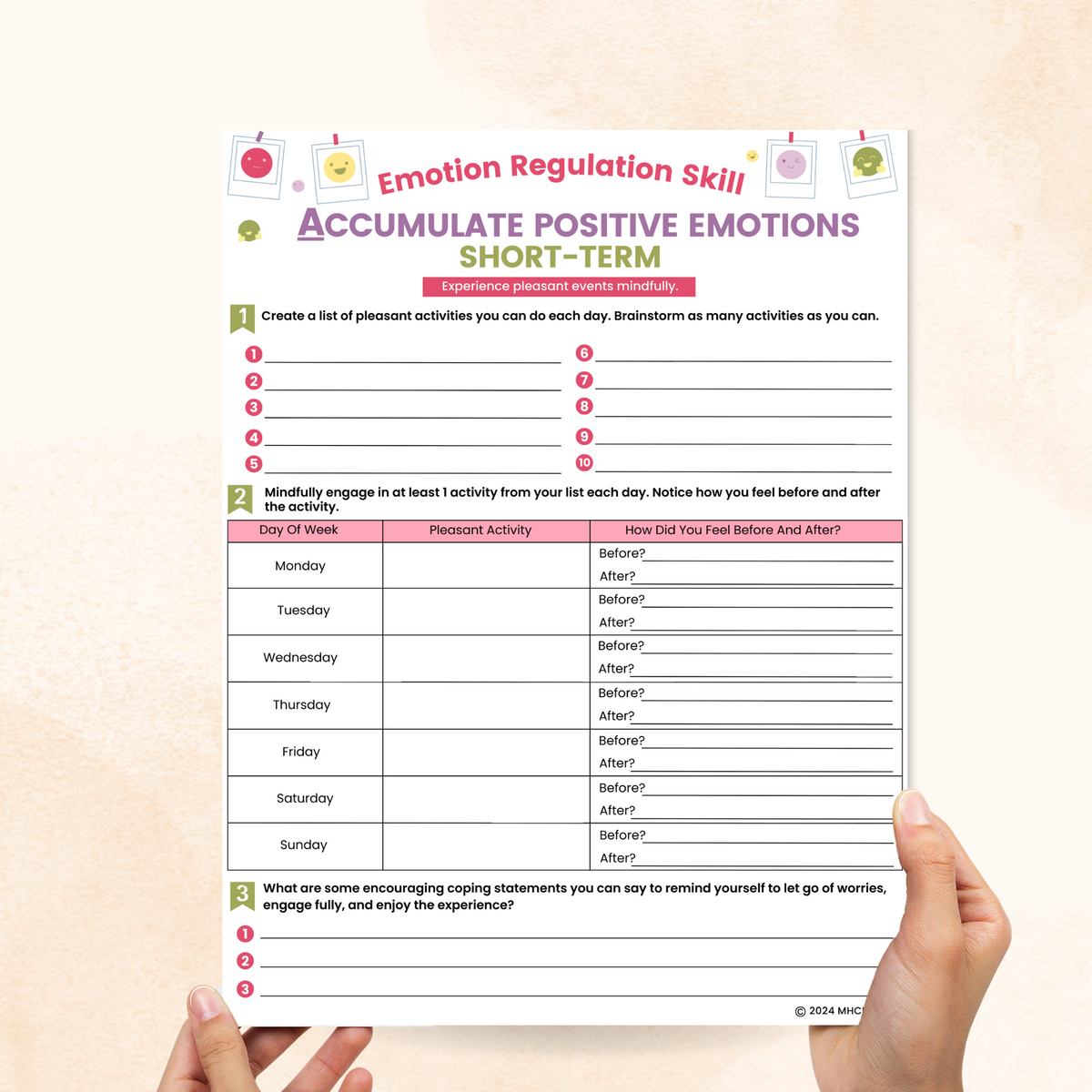 Accumulate Positive Emotions Short-Term DBT Worksheet – Mental Health ...