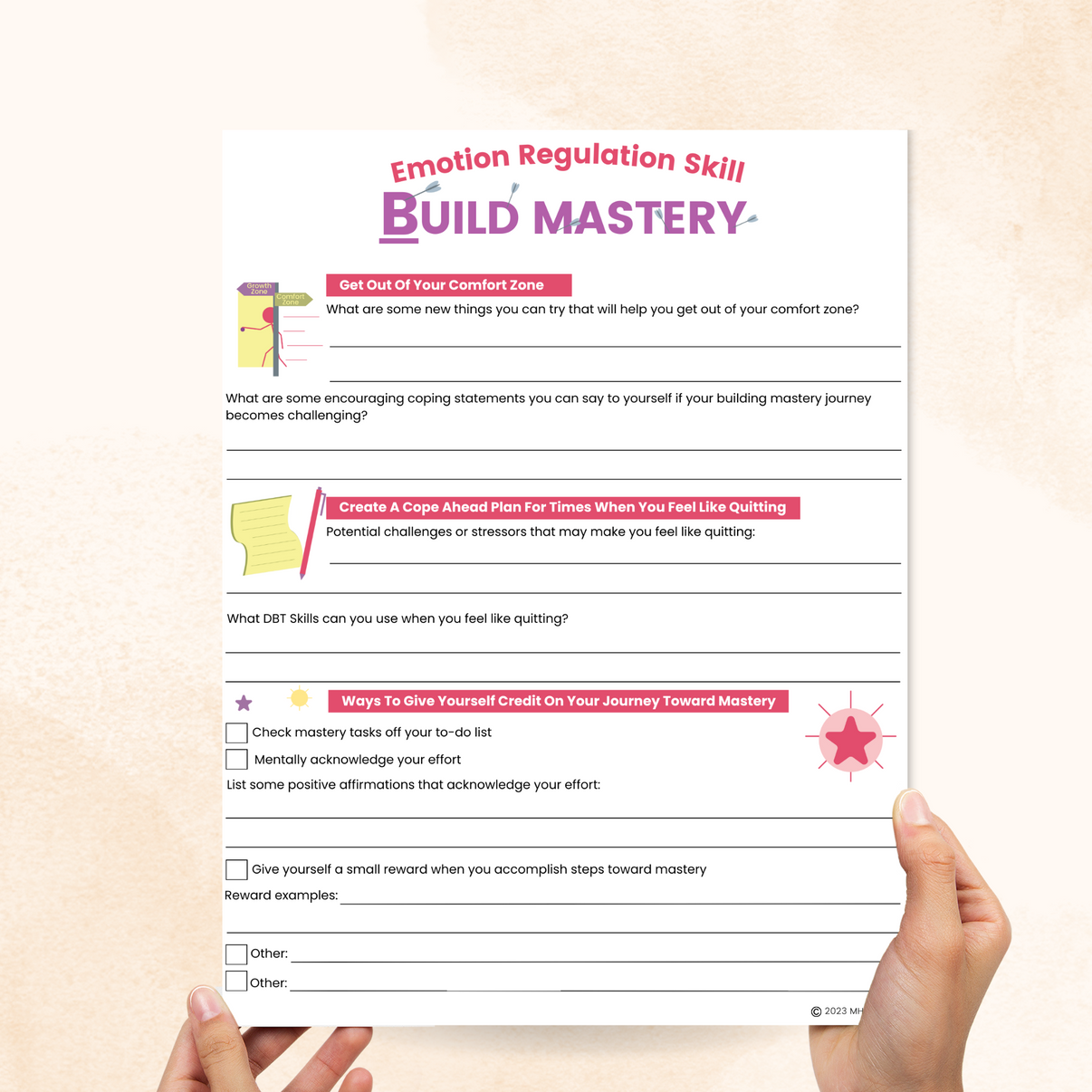 DBT Building Mastery Worksheet – Mental Health Center Kids