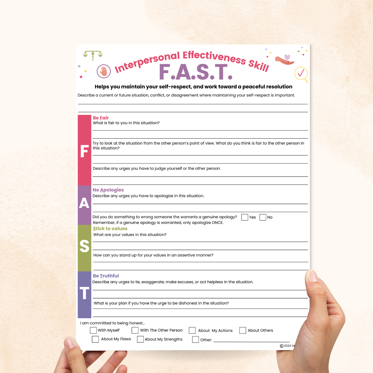 FAST DBT Worksheet – Mental Health Center Kids