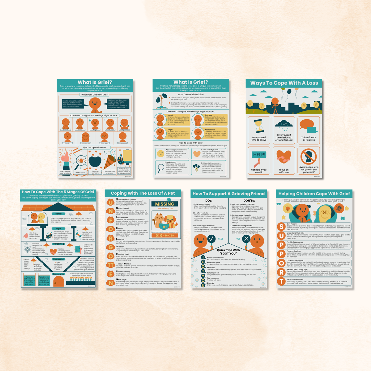Grief And Loss Handouts Bundle (13 Pages) – Mental Health Center Kids