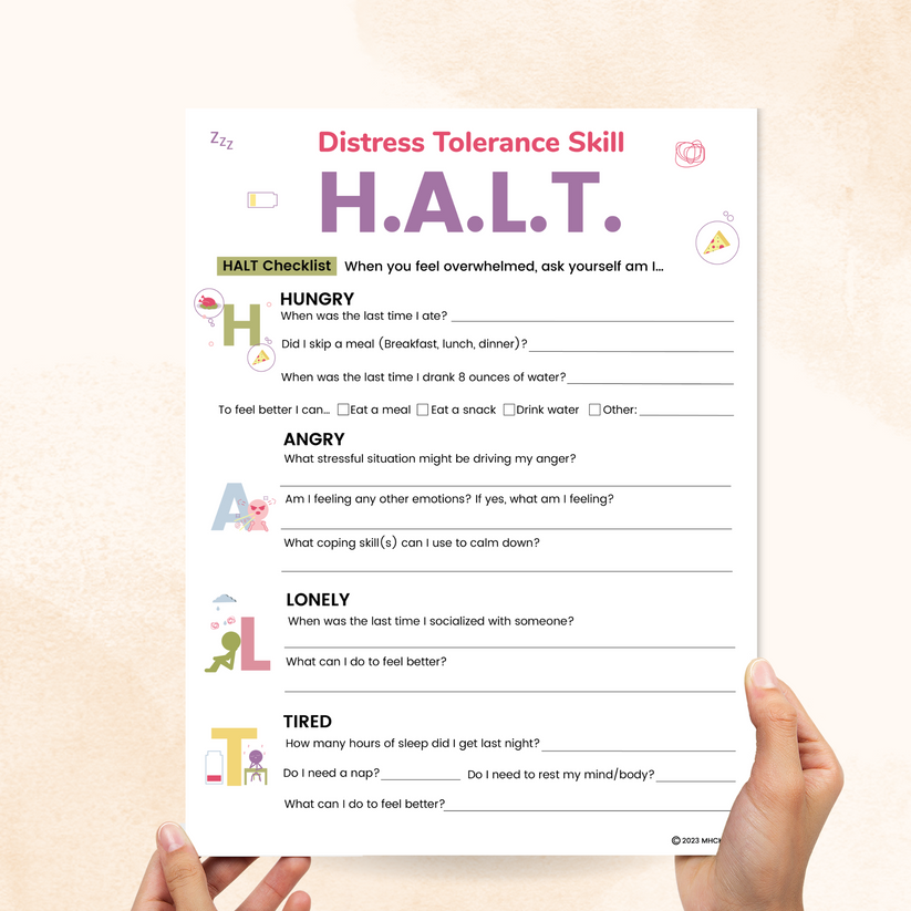 DBT HALT Skill Worksheet – Mental Health Center Kids