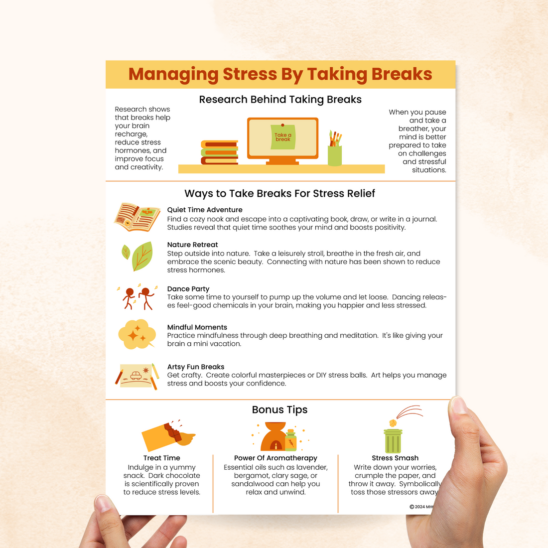 Managing Stress By Taking Breaks Handout – Mental Health Center Kids