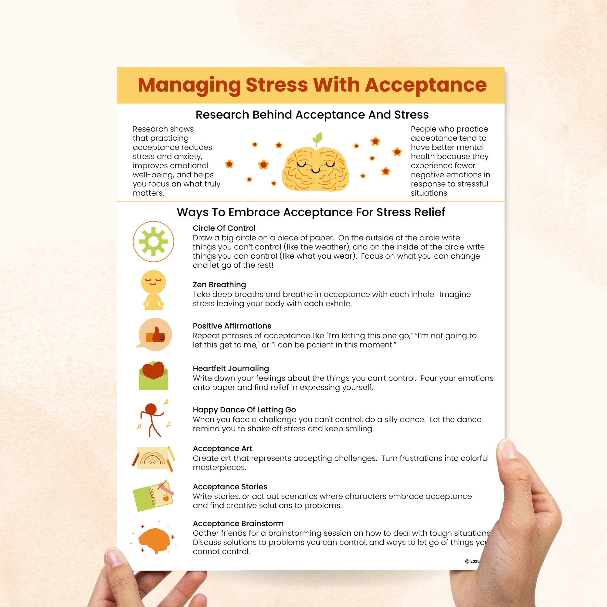 Managing Stress With Acceptance Handout – Mental Health Center Kids