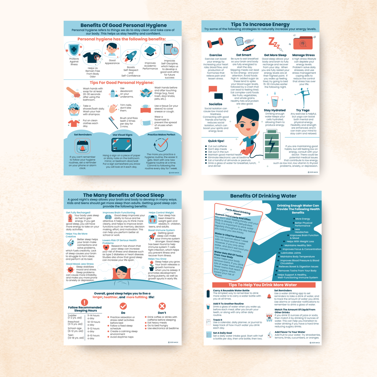Healthy Habits For Kids Handout Bundle – Mental Health Center Kids