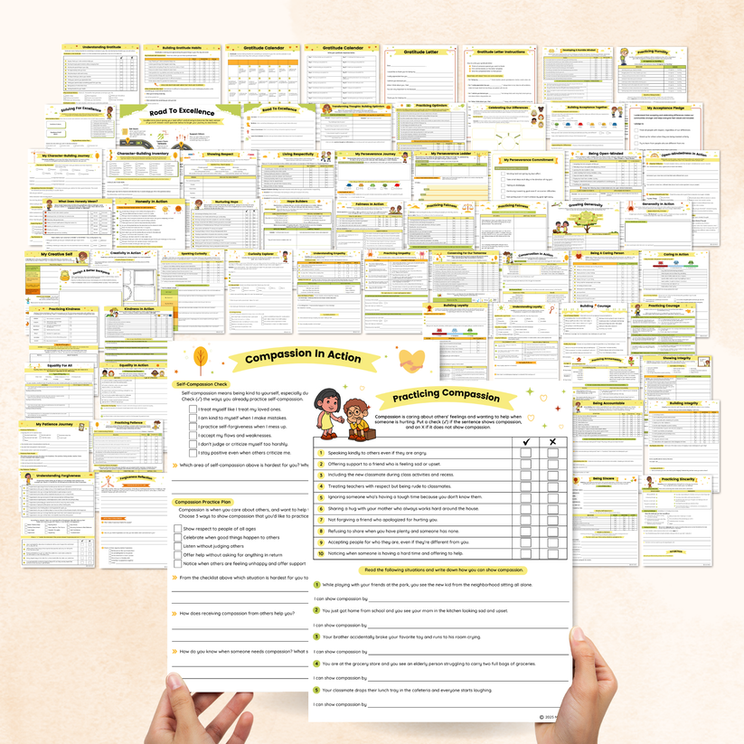Character Education Worksheets Bundle (73 Pages) – Mental Health Center ...
