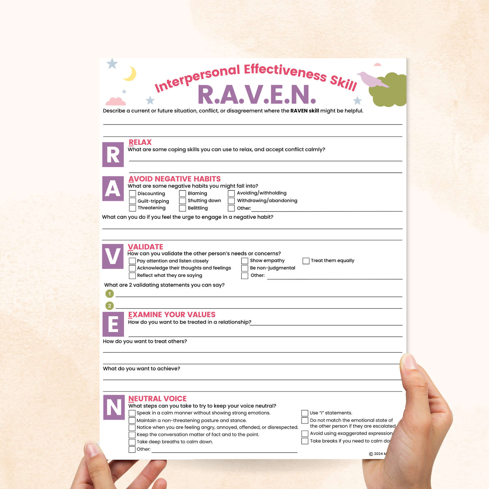 DBT RAVEN Worksheet – Mental Health Center Kids