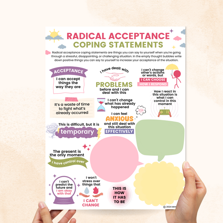 Radical Acceptance Coping Statements Worksheet – Mental Health Center Kids