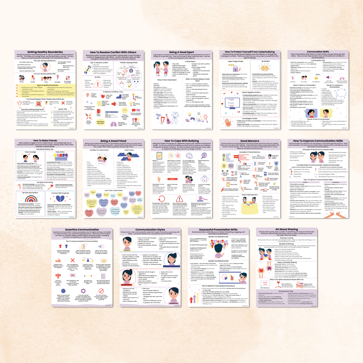 Social Skills Handouts Bundle (25 Pages) – Mental Health Center Kids