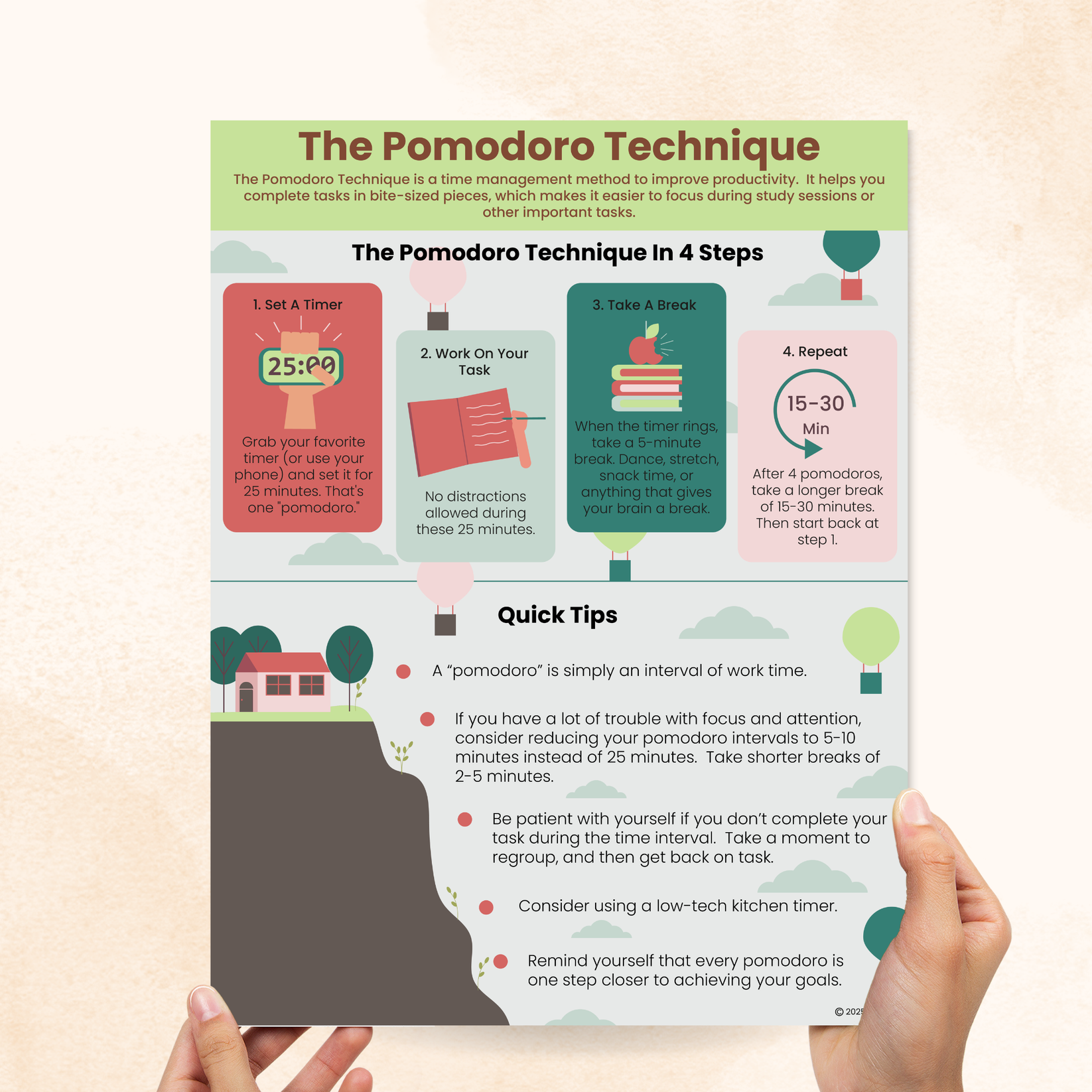 Pomodoro Technique Handout – Mental Health Center Kids