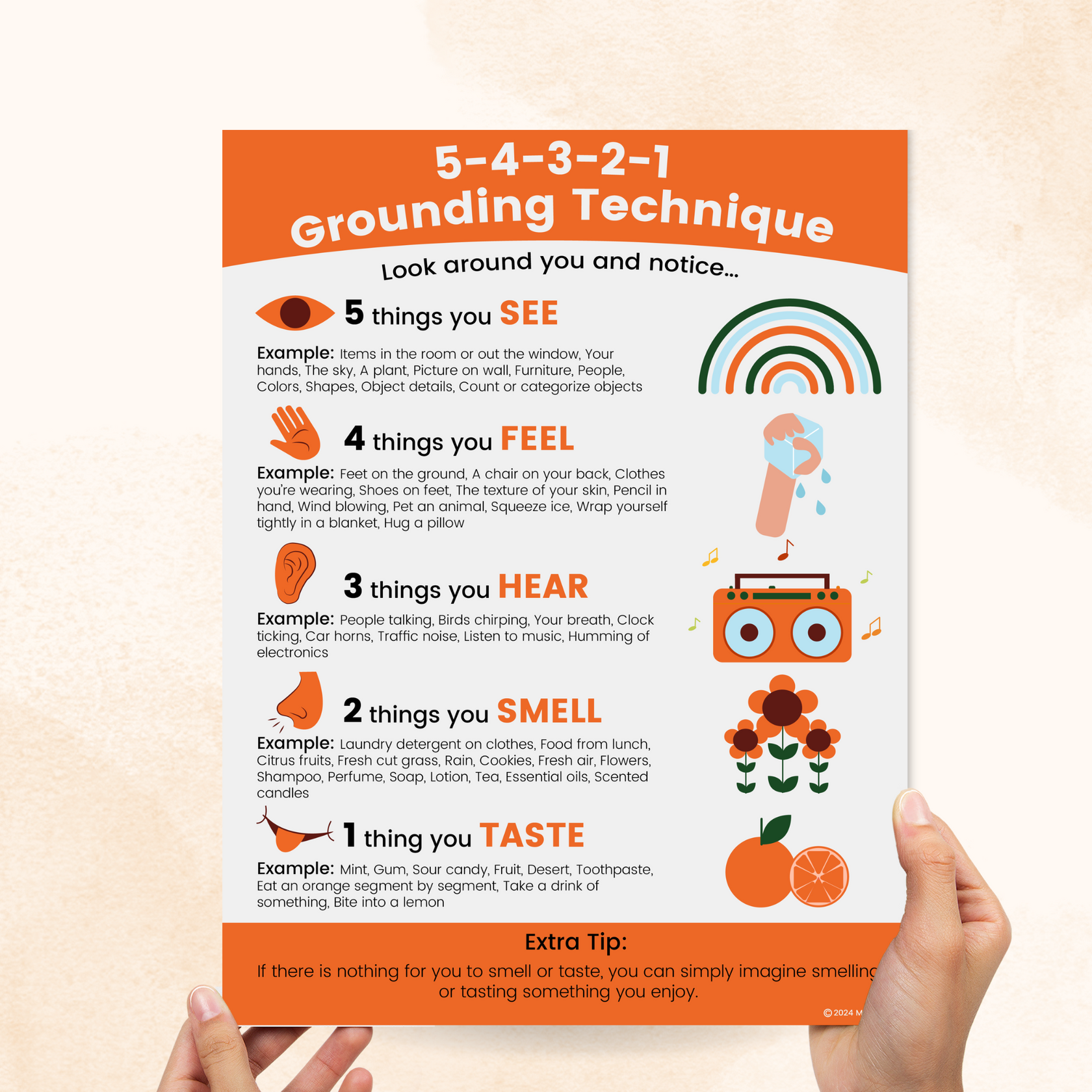 5 Senses Grounding Technique (PDF) – Mental Health Center Kids