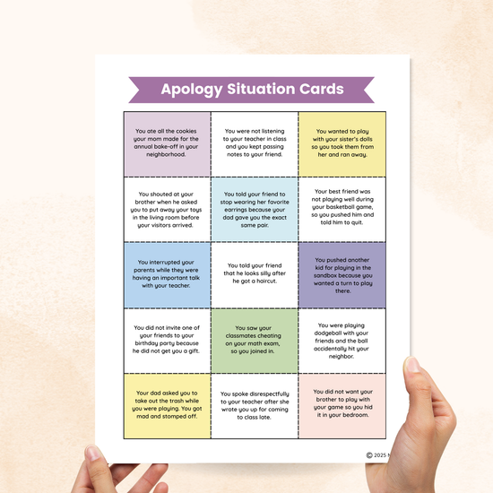 Apologizing Worksheets (2 Pages) – Mental Health Center Kids