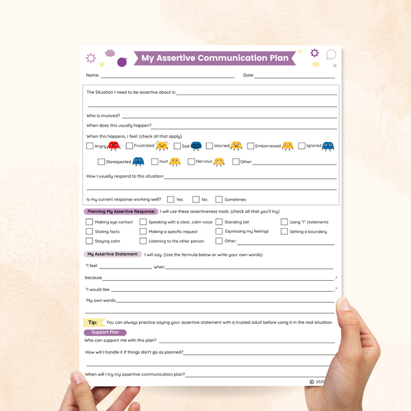 Assertive Communication Worksheets (2 Pages) – Mental Health Center Kids