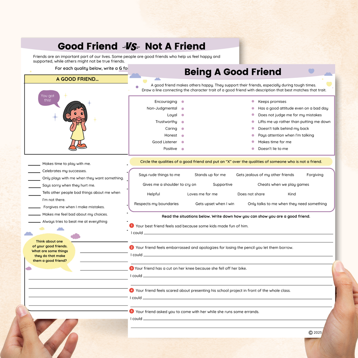 Friendship Worksheets (2 Pages) – Mental Health Center Kids