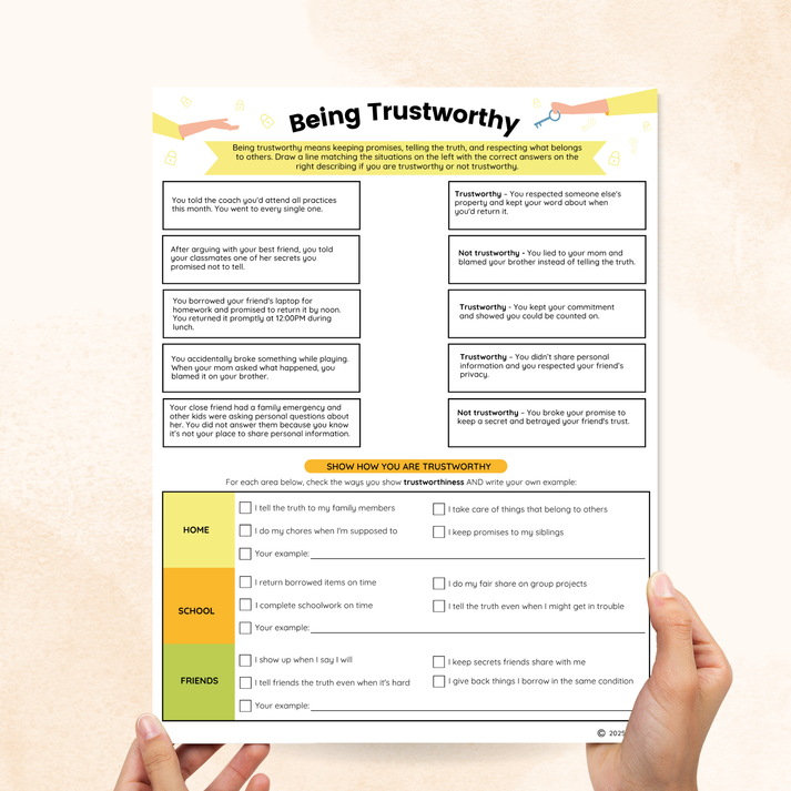 Trust Worksheets (2 Pages) – Mental Health Center Kids