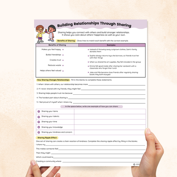 Sharing Worksheets (2 Pages) – Mental Health Center Kids