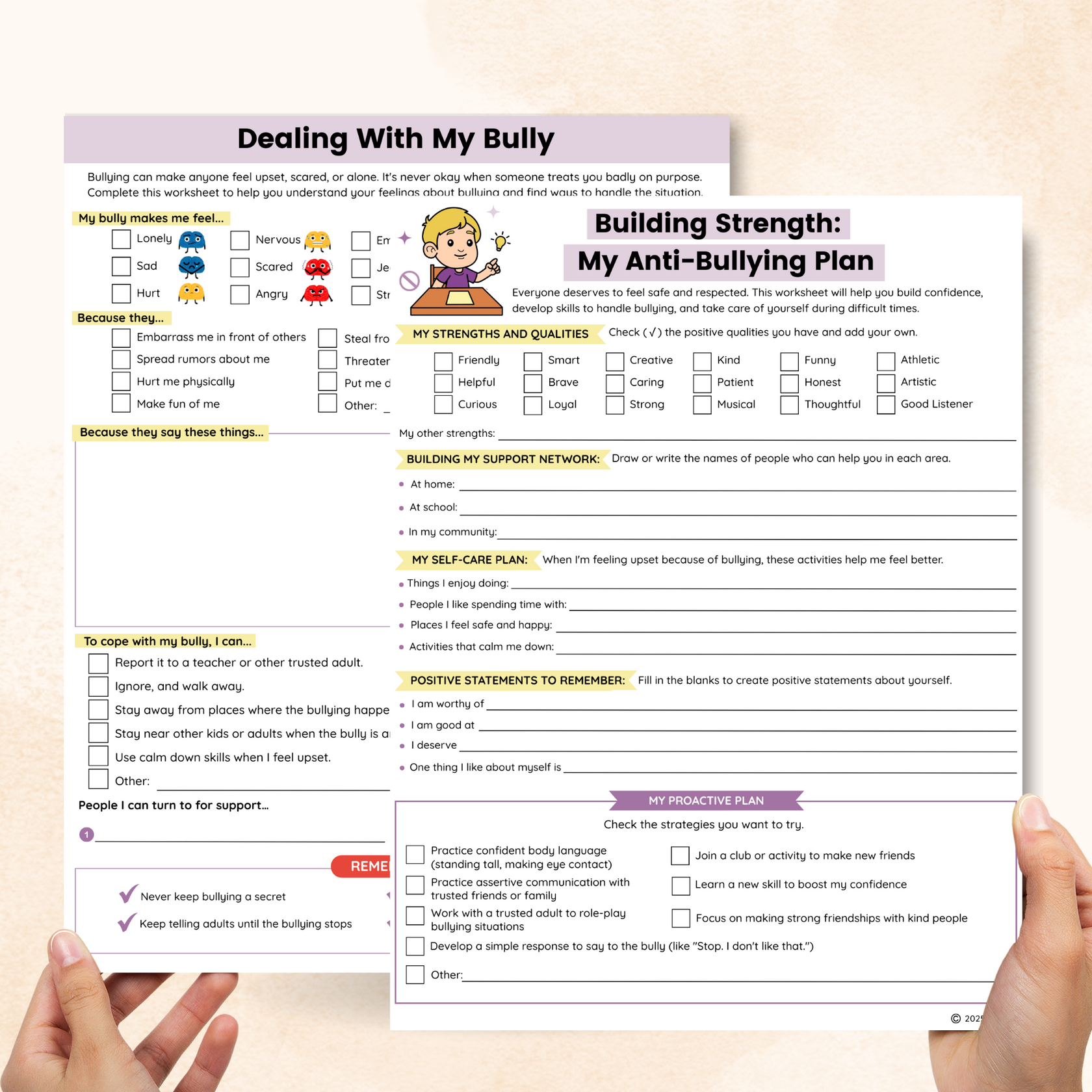 Bullying Worksheets (2 Pages) – Mental Health Center Kids