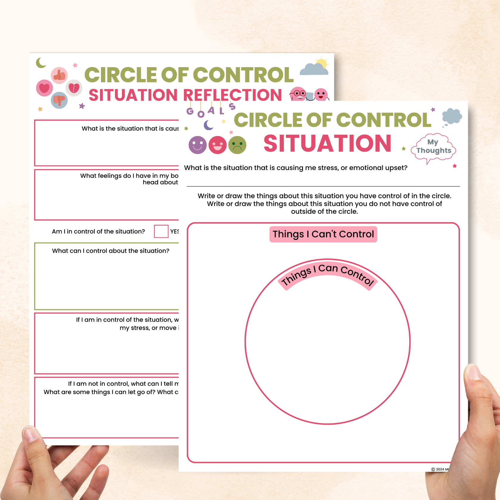 Circle Of Control Situation Worksheets (2 Pages) – Mental Health Center ...