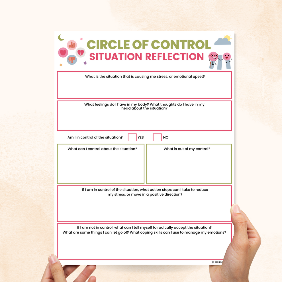 Circle Of Control Situation Worksheets (2 Pages) – Mental Health Center ...