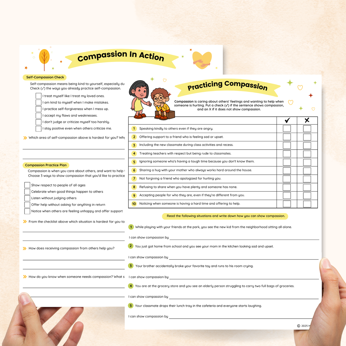 Compassion Worksheets (2 Pages) – Mental Health Center Kids