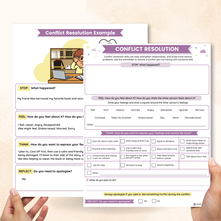 Conflict Resolution Worksheets (4 Pages) – Mental Health Center Kids