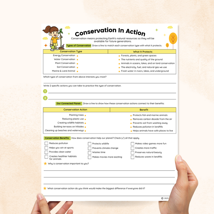 Conservation Worksheets (2 Pages) – Mental Health Center Kids