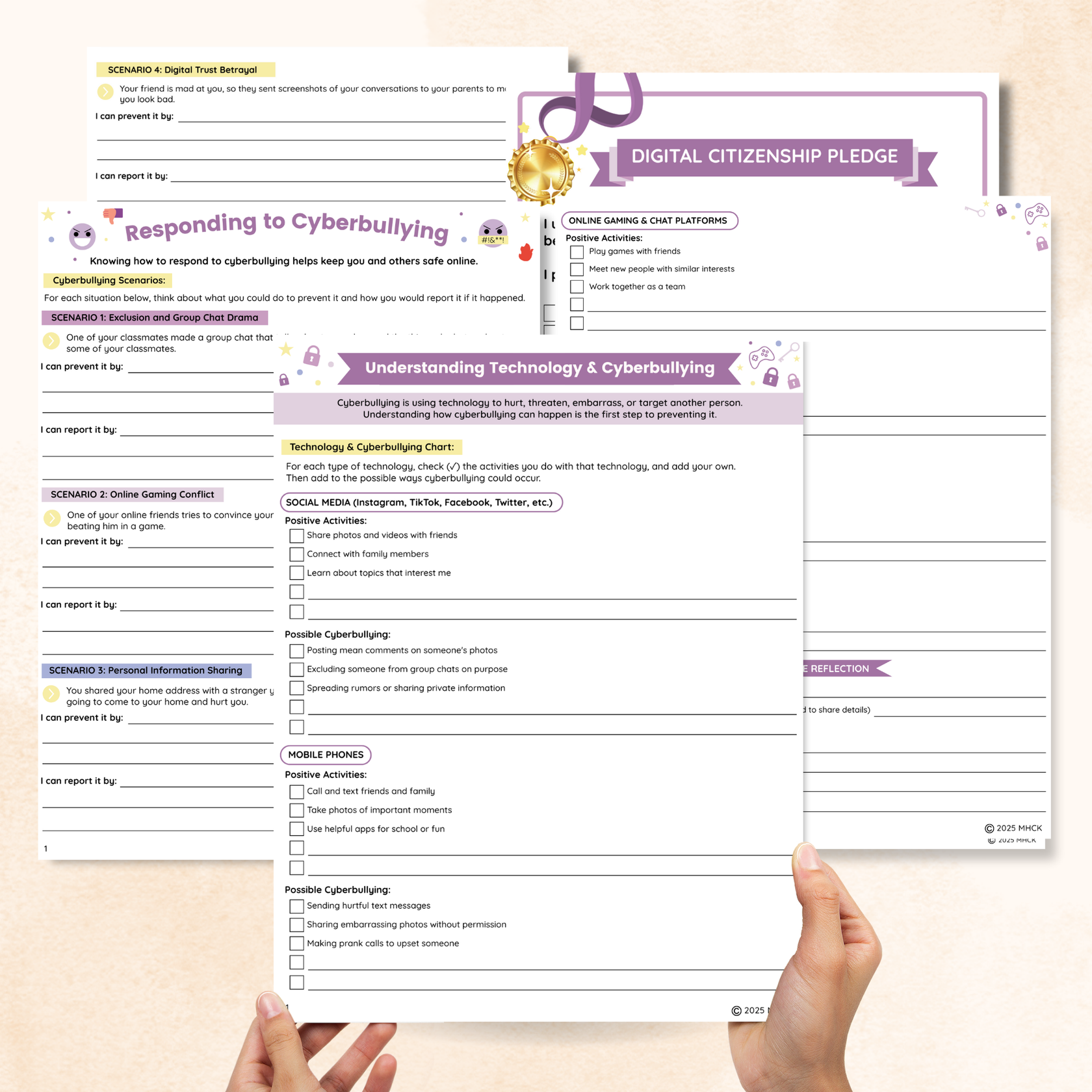 Cyberbullying Worksheets (5 Pages) – Mental Health Center Kids