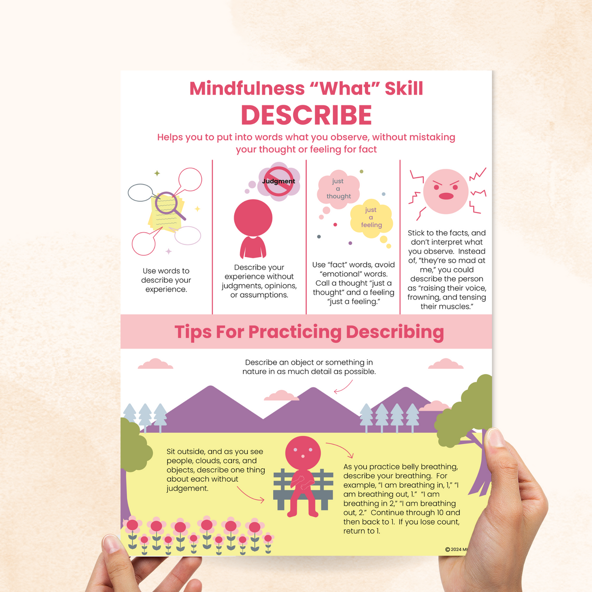 DBT Describe Mindfulness "What" Skill (PDF) – Mental Health Center Kids