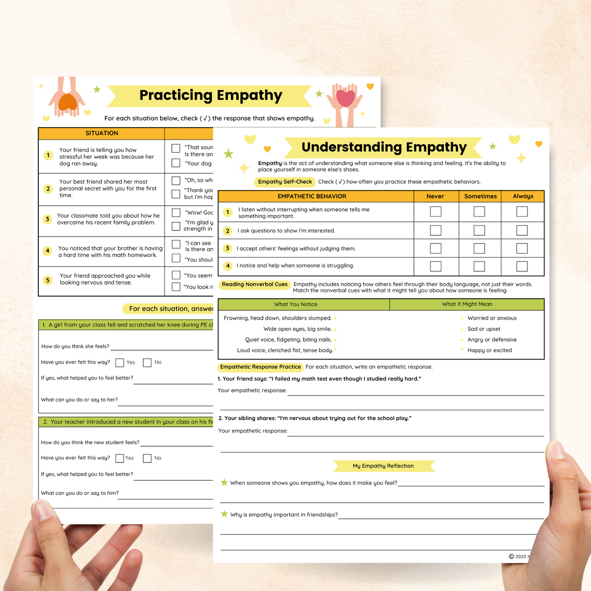 Empathy Worksheets (2 Pages) – Mental Health Center Kids